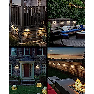 Whousewe Solar Fence Lights, LED Solar Deck Lights IP65 Waterproof Breathing/Constant Mode, Outdoor Solar Light for Fence, Yard, Garden, Garage, Stairway, Gate, Warm Light (6 Pack)