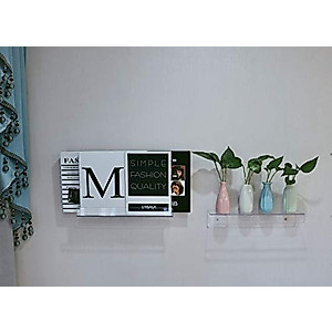 CY craft Clear Acrylic Floating Shelves Display Ledge, 5 MM Thick Wall Mounted Storage Shelf for Kitchen/Bathroom/Office,Invisible Kids Bookshelf and Spice Rack,15 Inch,Set of 4