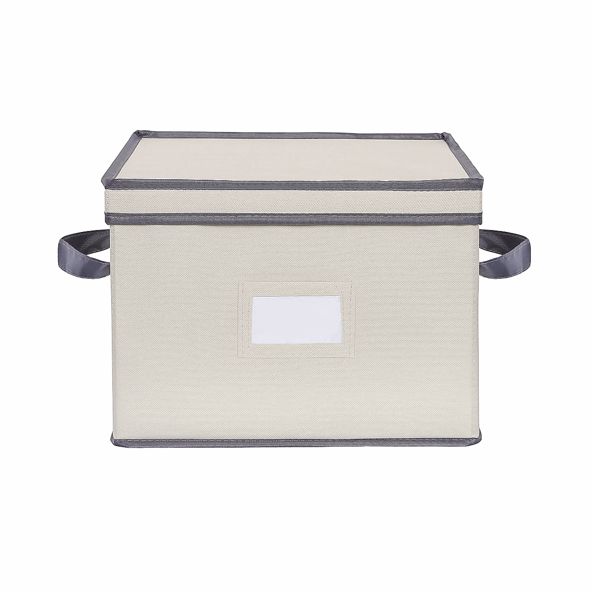 Chapman & Grand Plate Storage Chests (2-Piece Set), Dinnerware Protective Container Box for Dinner, Salad or Dessert Plates (Light Beige-Gray)