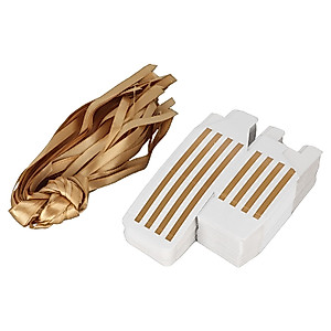 Restokki 50Pcs Mini Gift Boxes 2.2in Squared Gold Stripes Easy Assembly Gift Wrapping Box with Ribbons for Party Wedding Birthday Christmas Party