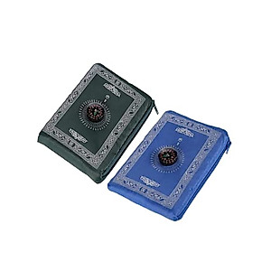 Hitopin 2 Pieces Travel Prayer Mat, 60cm*100cm Portable Prayer Mat, Waterproof Prayer Mat, Prayer Rug, Muslim Travel Prayer Mat, for Ramadan Gifts, Islamic Muslim Prayer (Green, Blue)