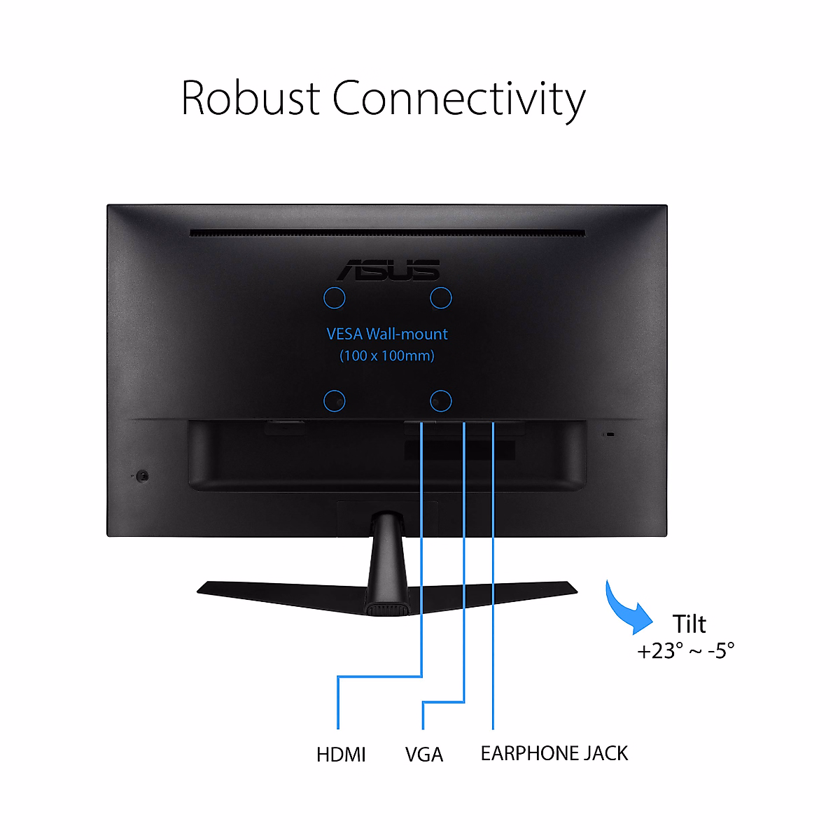 ASUS VY279HE 27” Eye Care Monitor, 1080P Full HD, 75Hz, IPS, 1ms, Adaptive-Sync, Eye Care Plus, Color Augmentation, HDMI VGA, Frameless, VESA Wall Mountable