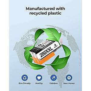PGI-280 XXL Compatible Ink Cartridge Replacement for Canon 280 pgbk XXL High Yield Use to PIXMA TR7520 TR8520 TS6120 TS6220 TS8120 TS8220 TS9120 TS9520 TS9521C Printer (2 Large PGBK)