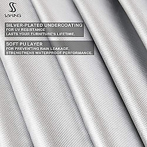 Saking Patio Furniture Table Cover Round 60" x 23" with Buckles Airvents & Drawstring - Heavy Duty Waterproof Windproof Anti-UV