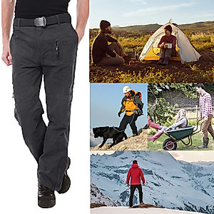 AKARMY Men's Work Pants, Cargo Pants for Men, Straight Tactical Pants, Work Travel Casual Pant with Multi Zipper Pockets 9920 Gray 34