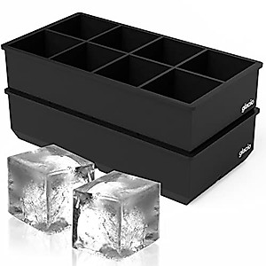 glacio Ice Cube Trays Silicone - Large Ice Tray Molds for making 8 Giant Ice Cubes for Whiskey - 2 Pack