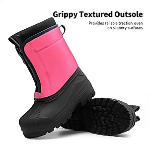 DREAM PAIRS Boys Girls Waterproof Winter Snow Boots,Size 2 Little Kid,Fuchsia/Navy,KSTAR