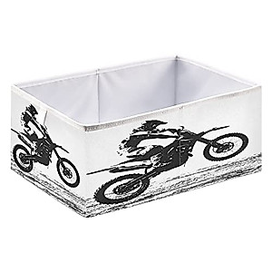 Kigai Motocross Rider Storage Basket Cube Box Foldable Canvas Storage Basket for Clothes Storage,Toy Box,Home Storage