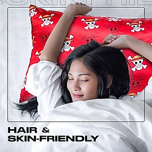 Silk Anime Pillow Case - Decorative Pillows Cover Couch Bed, Satin Smooth Fabric Pillowcase with Zipper for Hair and Skin, RS