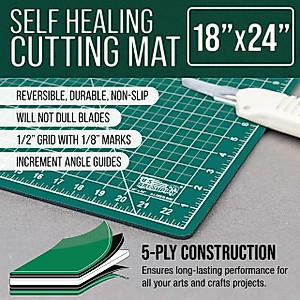 US Art Supply 18" x 24" Green/Black Professional Self Healing 5-Ply Double Sided Durable Non-Slip Cutting Mat Great for Scrapbooking, Quilting, Sewing and all Arts & Crafts Projects