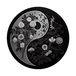 Yin Yang Flower Black and White PopSockets Standard PopGrip