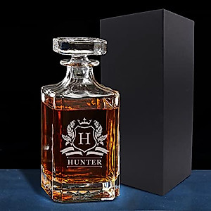 Custom Engraved Whiskey Decanter - Personalized with Cavalier Design