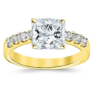 2 Carat GIA Certified Princess Cut Classic Prong Set Diamond Engagement Ring (I-J Color VS1-VS2 Clarity)