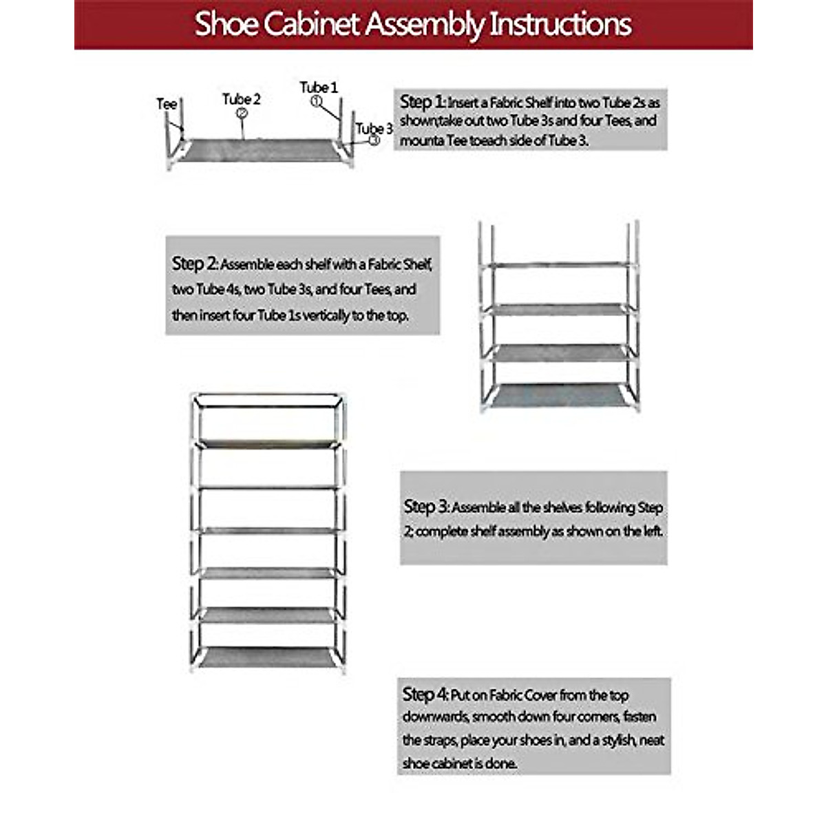 Gappys Shoe Rack Organizer Storage with Dustproof Cover - 10-Tier Free Standing Shoe Racks Cabinet for Closets,Shoe Stand,Shoe Shelf Storage (Pink), 22.83 x 11.4 x 63 inch