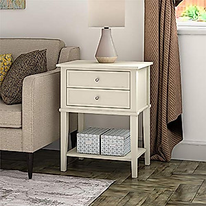 Ameriwood Home Franklin 2 Drawers, Soft White Accent Table