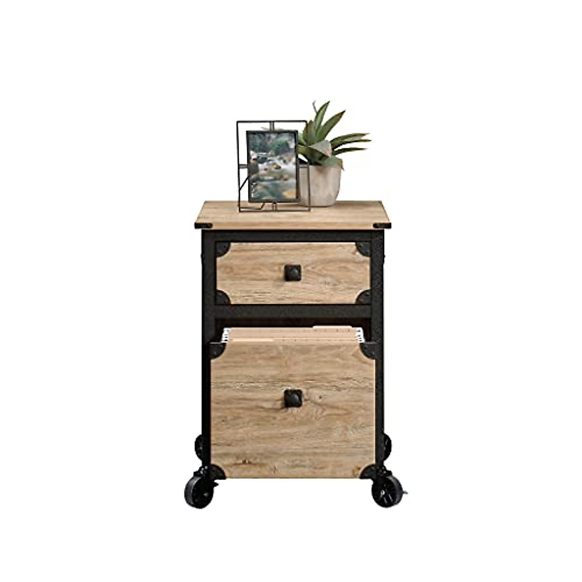 Sauder Steel River Pedestal File Cabinet, L: 20.87" x W: 23.86" x H: 26.58", Milled Mesquite Finish