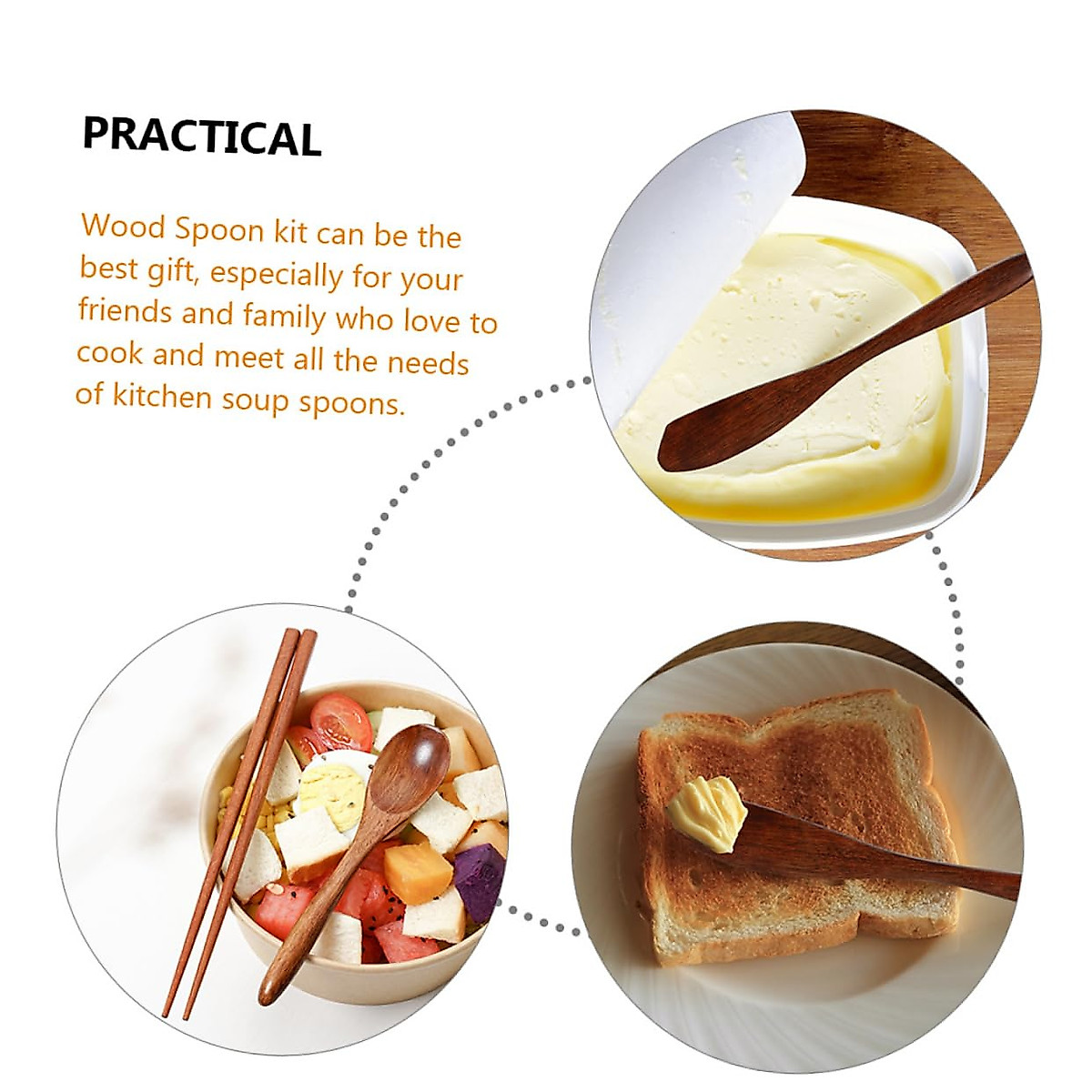 3 Sets Spoon Fork Chopsticks Wooden Spoons for Eating Wooden Flatware Wood Chopsticks Wooden Tableware Wooden Silverware Wood Dinnerware Wooden Fork Wood Spoon Wood Fork