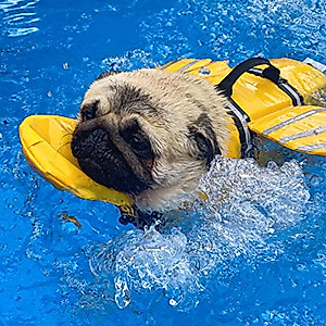 Dog Life Jacket Ripstop Dog Swimming Jacket Vest, Portable Reflective Lifesaver Vests with Rescue Handle for Small Medium and Large Dogs, Pet Dogs Safety Preserver Life Vest (Yellow,XL)