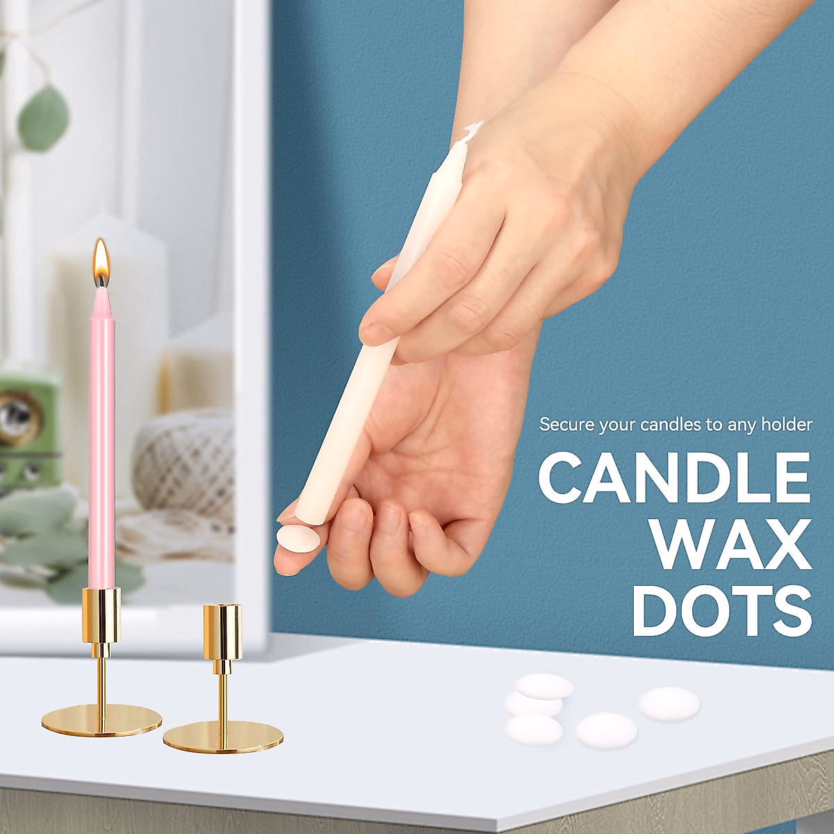 Likejarcand Dots Candle Taper Candle Candle Adhesive Small Candle Accessories Candle Wax Dots-Candle Adhesive,Candle Sticky Dots,Candle Accessories (24)