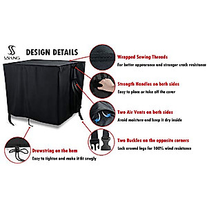 Saking Fire Pit Cover,28 Inch Square Firepit Covers Gas Fireplace Fire Pit Table Cover for Propane Fire Pit - 28 x 28 x 25 Inch (Black)