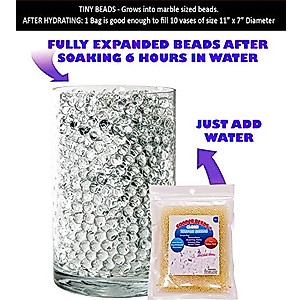 SooperBeads 20,000 Vase Filler Beads Gems Water Growing Crystal Clear Translucent Gel Pearls For Vases, Wedding Centerpiece, Floral Decoration, Plants, Kids Sensory Play Water table activities (Clear)