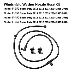 for Ford Super Duty Windshield Washer Nozzle Hose Kit, Compatible with Ford Super Duty F250 F350 F450 2011 2012 2013 2014 2015 2016, BC3Z-17K605-B Washer Hose + BC3Z-17603-A Washer Nozzle Jets