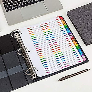 Amazon Basics 52-Tab Paper Binder Divider,Numbered, Multi-Color, 1 Set