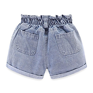 Mud Kingdom Outfits for Toddler Girls White Halter Tops and Shorts Ripped Denim 3T