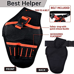 Gifts for Men, LED Flashlight Gloves & Drill Holster for Tool and Bit Storage- Christmas Tool Belts for Men Cool Stuff for Men, Portable Tool Belt Pouch Husband Stocking, Fishing Gadgets