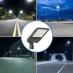 300W LED Parking Lot Light Outdoor, 39000LM 5000K Shoebox Light with Dusk to Dawn Photocell, Slip Fitter Commercial Street Pole Lighting, IP66 Waterproof Street Light for Yard|Roadway, ETL Listed