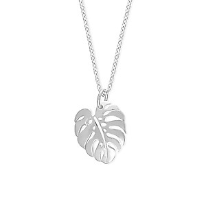 Boma Jewelry Sterling Silver Monstera Leaf Pendant Necklace, 18 Inches