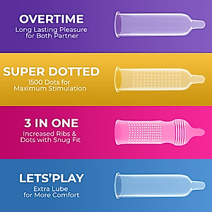 NottyBoy Condoms 100 Pack Variety Combo - 4IN1, Ultra Ribbed, Super Dotted, Contoured, Ultra Thin, Snug Fit, Extra Lubricated, Raised Dots and Multi Flavored Condom for Men