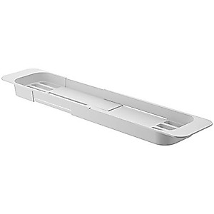 Yamazaki Home Tower Expandable Bathtub Caddy – Bathroom Tray Table Holder., White