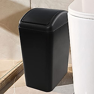 Vababa 3-Pack 4.5 Gallon Plastic Swing-Top Garbage Can, Trash Can with Swing Lid, Black