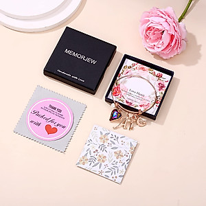 Memorjew Gifts for Women Teen Girls, Rose Gold Letter C Initial Charm Bracelets Teenage Teen Girls Gifts for Jewelry Mothers Day Valentines, Heart Bangle Flower Girl Bridesmaid Gifts for Wedding