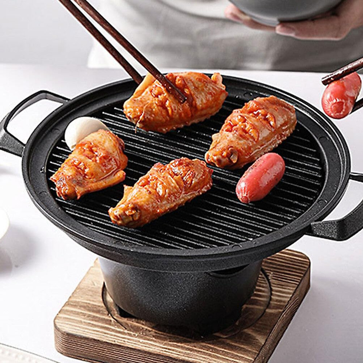 Abaodam Griddle 1 Set Korean Bbq Accessories Outdoor Stove Japanese Charcoal Stove Miniature Hibachi Grill Grill Food Charcoal Plate Tray Mini Korean Grill Barbecue Supplies Wood Indoor