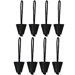Amarine Made Pack of 12 Universal Kayak Scupper Plug Kit,Silicone Scupper Plugs Drain Holes Stopper Bung with Lanyard Fit for Kayaks Canoes (Black)