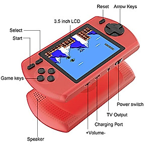 JAMSWALL Handheld Game Console, 500 Classical FC Games 3.5-Inch Screen 1020mAh Rechargeable Battery Portable Retro Video Game Console Support for Connecting TV and Two Players (Red)