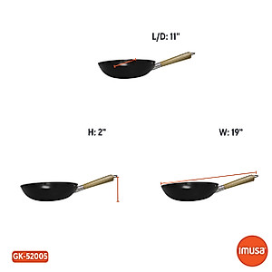 IMUSA USA IMU-52005 Nonstick Wok with Wood Handle 11-Inch