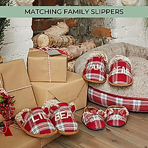 Dearfoams Easter Basket Stuffers Gifts for Kids Toddler Baby Slipper, Lil Bear Red/Blue Plaid, US 7-8 Unisex