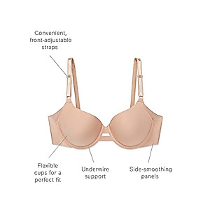 Warner's Women's No Side Effects Underarm-Smoothing Comfort Underwire Lightly Lined T-Shirt Bra 1356, Black, 36C