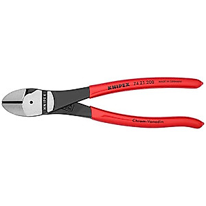 KNIPEX Tools 74 21 200, 8-Inch High Leverage Angled Diagonal Cutters