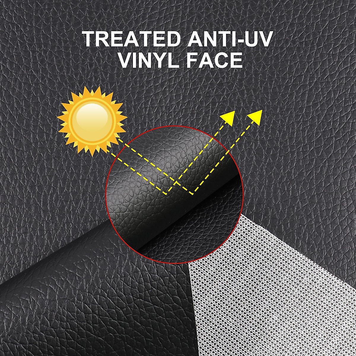 Artificial Leather Fabric Marine Vinyl Material Synthetic Fabrics Soft and Wear-Resisting Hypoallergenic for DIY Upholstery Easy to Clean (1Yard, Black)