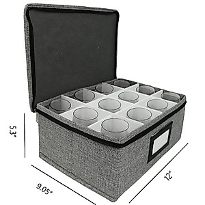 HURZMORO Storage Box for Whisky Glass,12 Whiskey Glasses Holder for Organizer, Fully-Padded Inside with Sturdy Construction, Packing Boxes with Dividers for Moving Whiskey Gift (12 compartments)