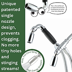 High Sierra Showerheads® All Metal 4-Way Shower Head and Handheld Combo Kit. Features the High Sierra Classic Shower Head & Handheld Shower Head w/Slip-Free Grip - Brushed Nickel