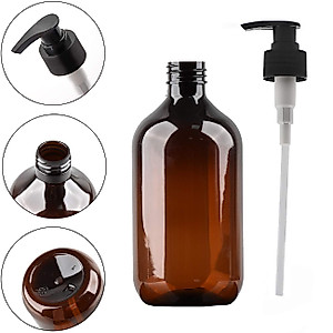 Angoodden 2 Pack Pump Bottle 500ml 17oz Plastic Pump Bottle Dispenser Amber Pump Bottles for Shampoo and Conditioner