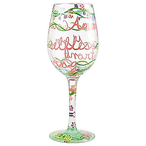 Enesco Designs by Lolita Mom Everyday Hand-Painted Artisan Wine Glass, 1 Count (Pack of 1), Multicolor