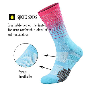 YQHMT Athletic Crew Socks Performance Thick Cushioned Sport Basketball Running Training Compression Socks for Men & Women