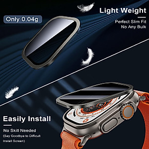 WSKEN for Apple Watch Ultra 2/Ultra Screen Protector 49mm, [26 Degree Privacy] Titanium Alloy Frame + 9H Tempered Glass, [Touch Sensitive] Lightweight Protective Glass Film for iwatch Ultra 2 Pack