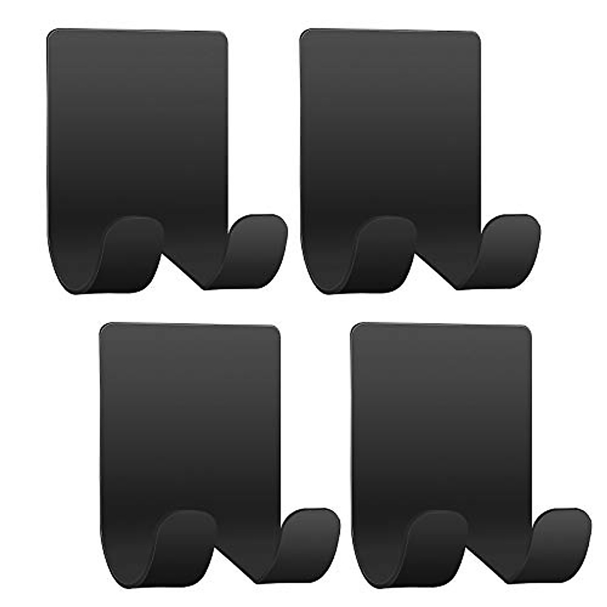 Razor Holder Shaver Hook Hanger Stand Caddy (4 Pack) Self Adhesive Stick on Heavy Duty Stainless Steel, Hanging Washcloth Towel Loofah for Shower Bathtub Wall, Black